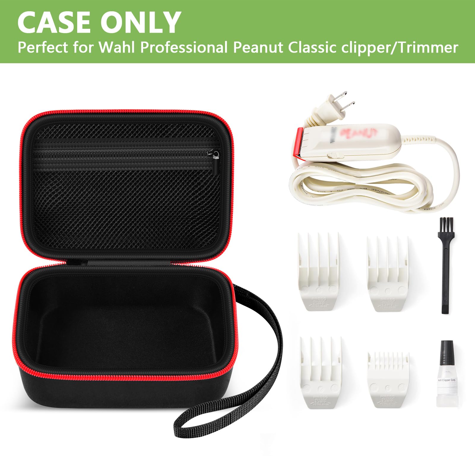 Case for Wahl Professional Peanut Classic Clipper/Trimmer #8685, 8655-200, 8081, 8035 and Attachment Clippers Comb Blade Accessories- Black