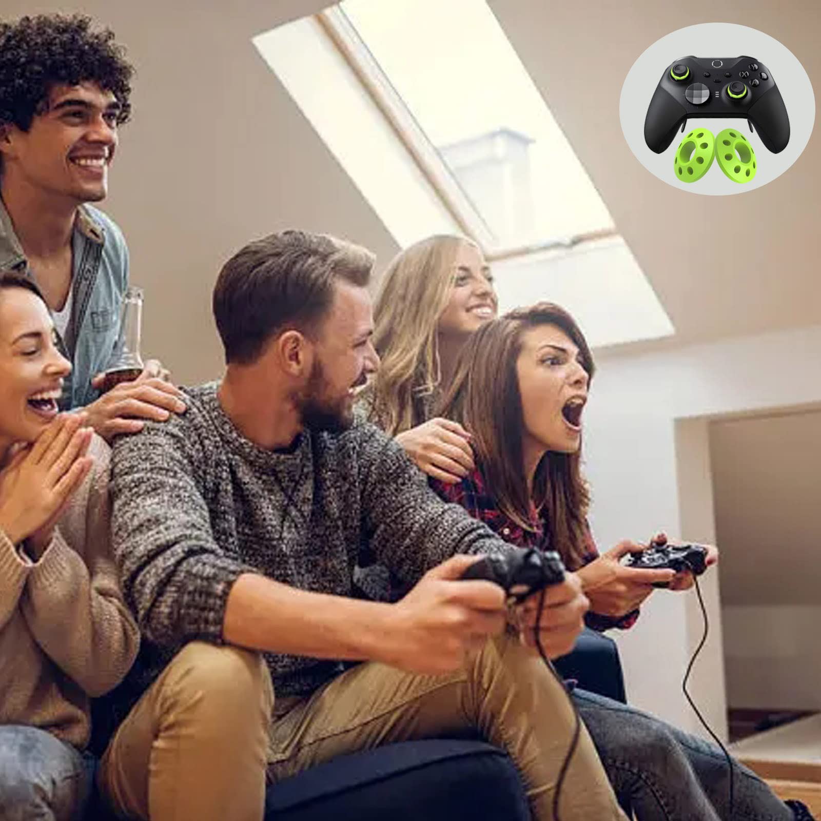 Controller Precision Rings Compatible with PS5/PS4/Xbox Series X S/Xbox One S X/Xbox Elite 2 Core/Xbox Core/Switch Pro Aim Assist Motion Control Ring Green Accessories Silicone