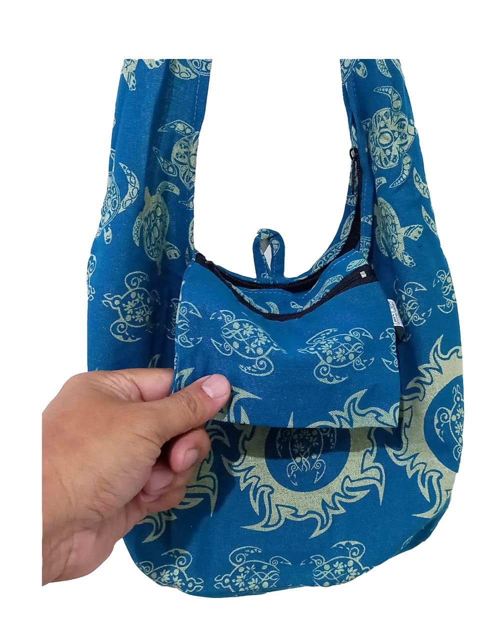 Lovely Creations's Hippie Boho New Elephant Crossbody Bohemian Gypsy Sling Shoulder Bag"Small" Size (Turtle Sky blue)