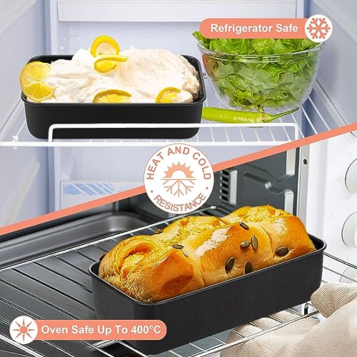 Herogo Non-Stick Loaf Pan, 9 x 5 Inch Stainless Steel Meatloaf Baking Pan for Baking Bread Meatloaf Brownie Lasagna, Black Rectangle Bread Loaf Pan for Homemade Bread, Oven Safe