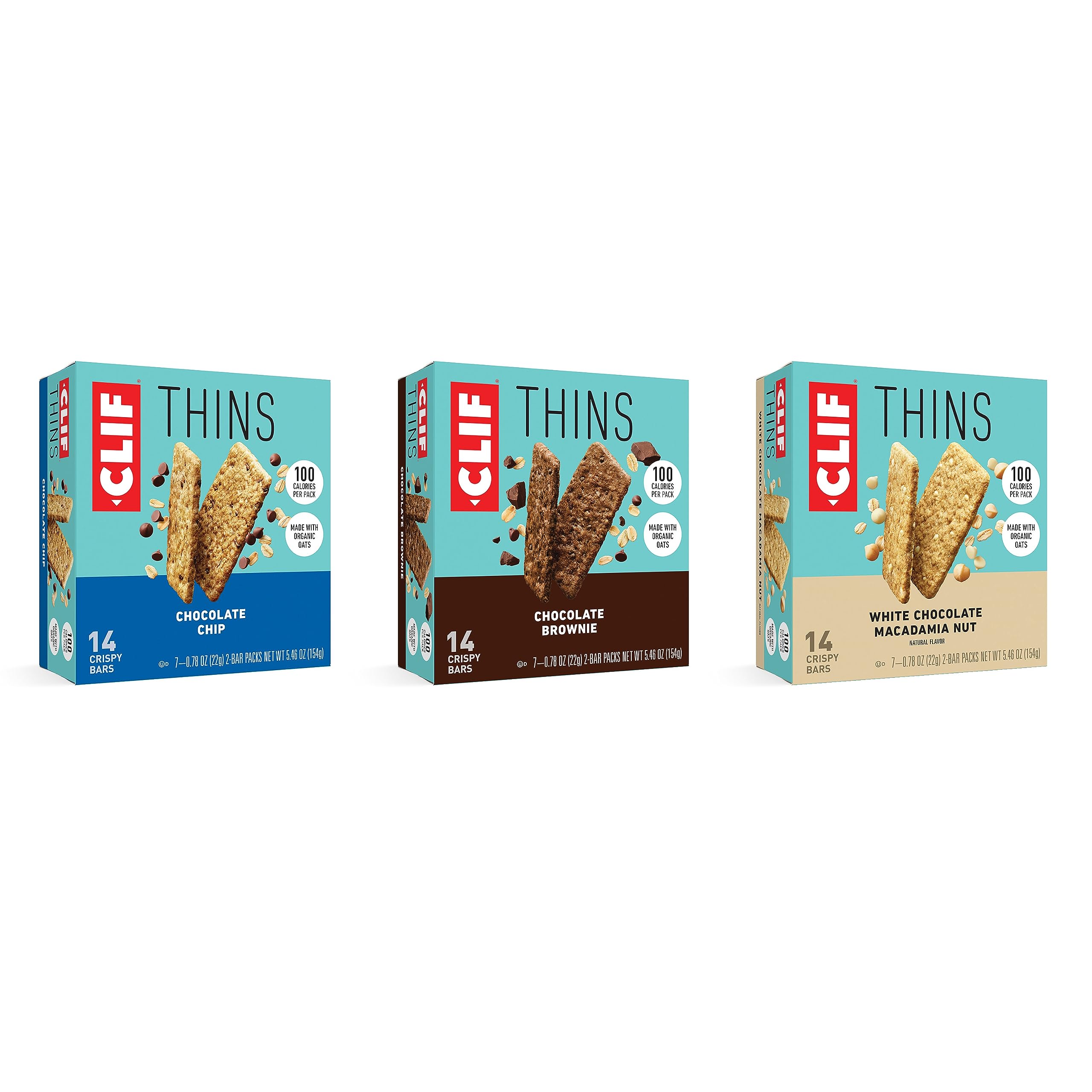 CLIF BAR Thins - Variety Pack - Crispy Snack Bars - Made with Organic Oats - Non-GMO - Plant-Based - 100 Calorie Packs - Amazon Exclusive - 0.78 oz (Pack of 3)