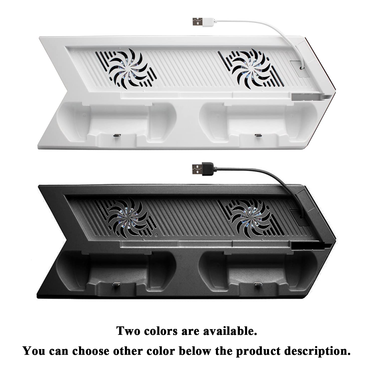 OSTENT Multifunctional Hub USB Cooling Fan Charger Stand for PS4 Console and Controller - Color Black