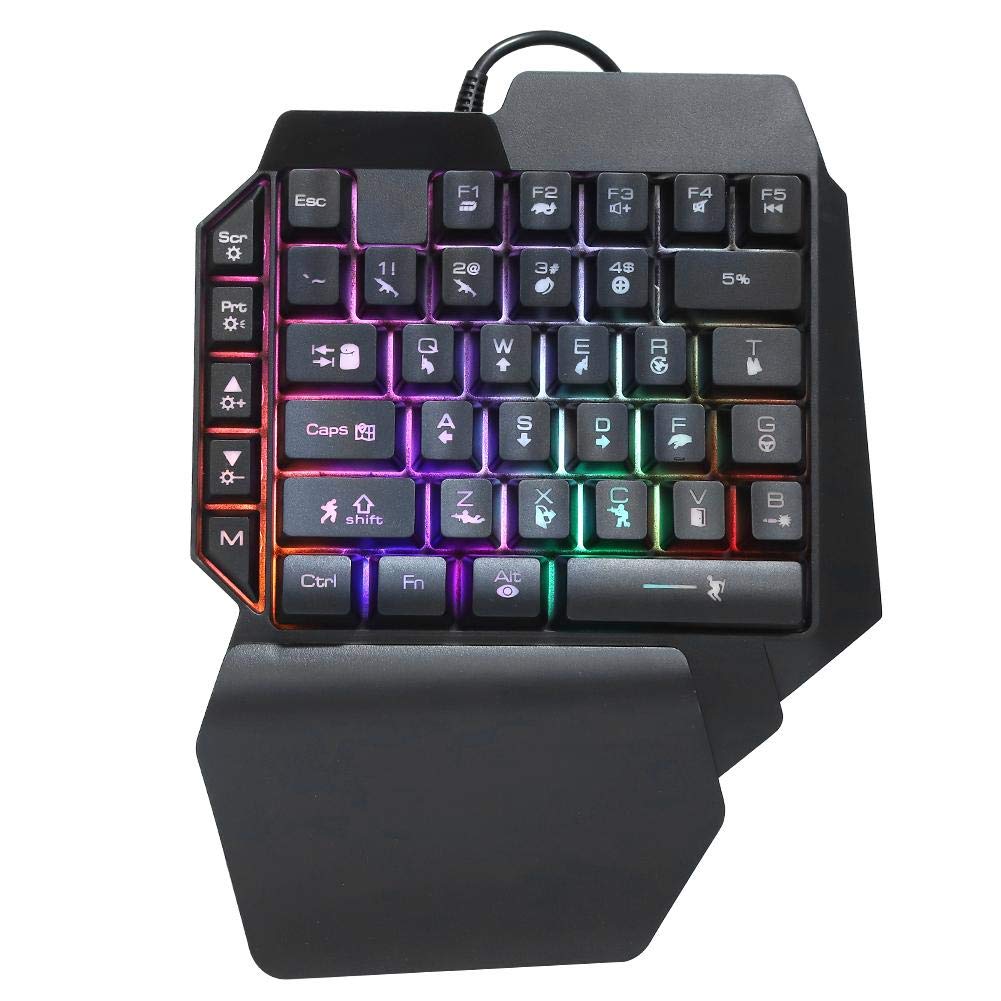 Pomya One-Handed Gaming Keyboard, Professional Gaming Keypad for PUBG Computer Mechanical Gaming Accessory with Eye-Catching Lighting