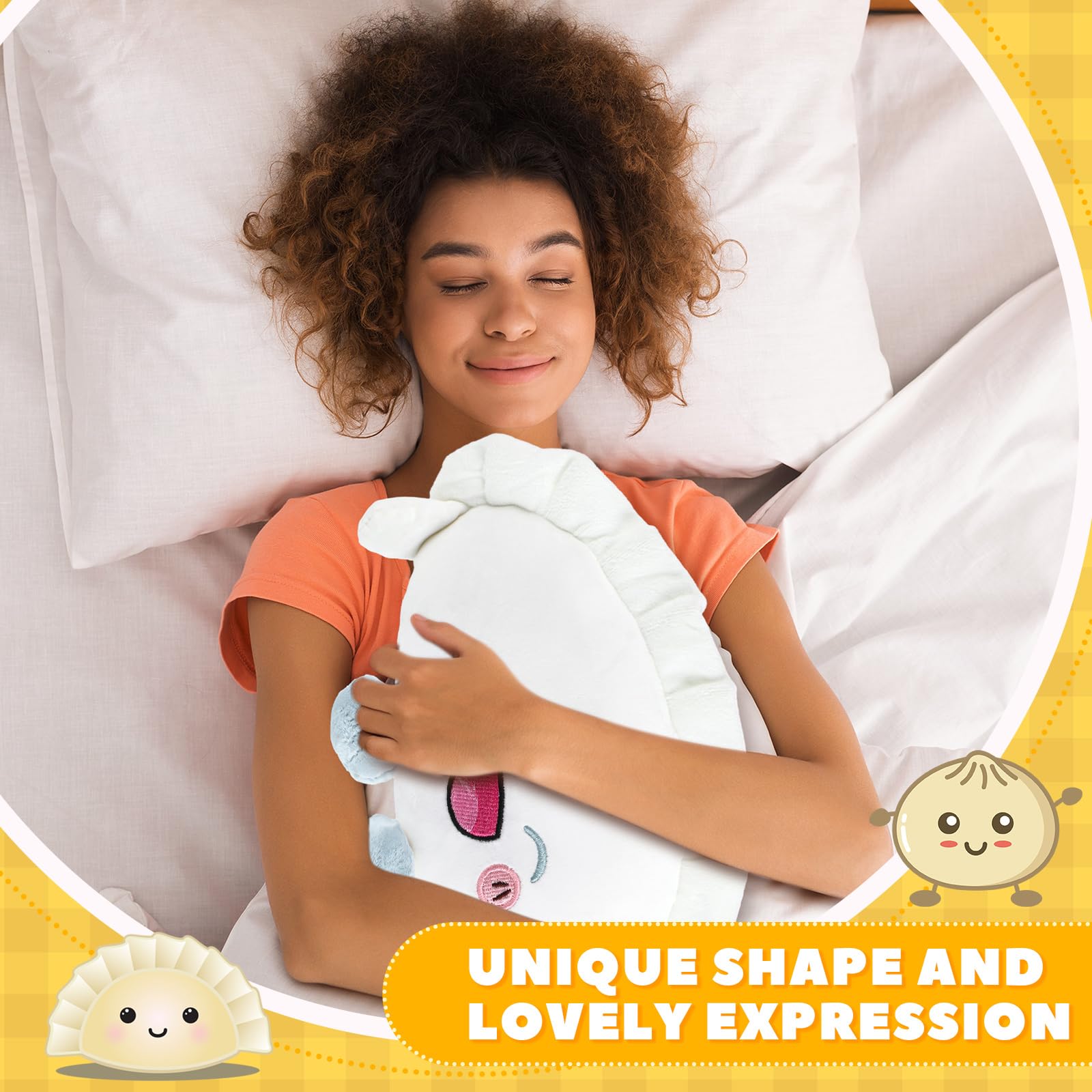 Gemscream 2 Pcs 13.8 Inch Dumpling and 9.8 Inch Bun Dumpling Plush Pillow with Features Soft Stuffing Cute Soup Dumpling Plushie Funny Asian Food Pillow Stuffed Dumpling Plush Toy for Sleeping Gifts