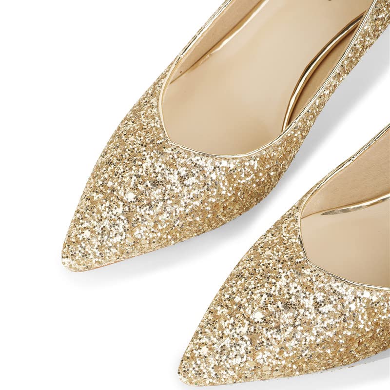 Modatope Women's Gold Pumps High Heels Closed Pointed Toe Stiletto Heeled Sexy Wedding Dressy Slip On Shoes for Bride Size 6.5