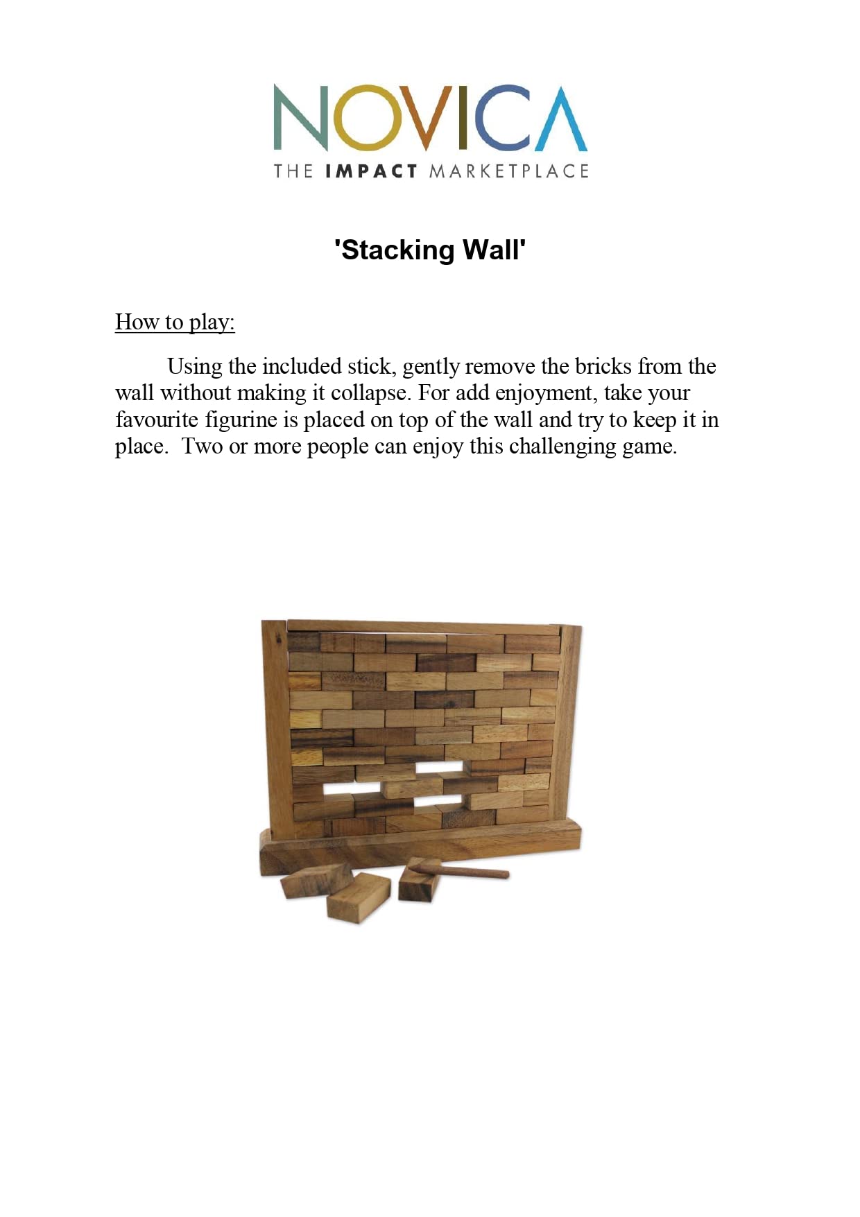 NOVICA Artisan Handmade Wood Game Multi Player Raintree from Thailand Brown Chess Sets Games Other Nat Geo Decor [7.75in H x 11.25in W x 2in D 0.6in H x 2in W x 1in D] ' Stacking Wall'