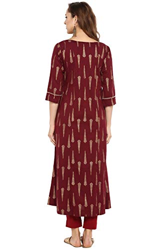 Janasya Indian Women's Tunic Tops Cotton Kurti for Women(JNE3030-KR-XXXL) Red