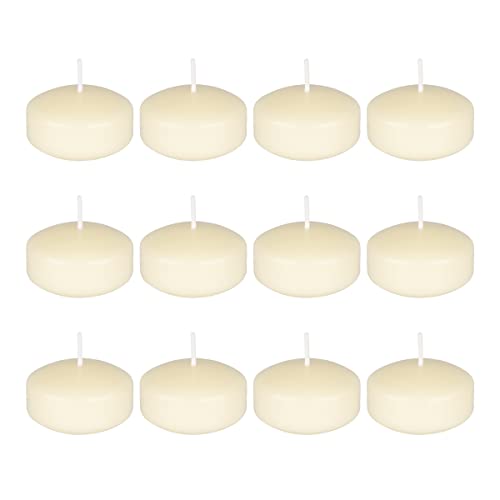 Mega Candles 12 pcs Unscented Ivory Floating Disc Candle, Hand Poured Paraffin Wax Candles 2 Inch Diameter, Home Décor, Wedding Receptions, Baby Showers, Birthdays, Celebrations & Party Favors