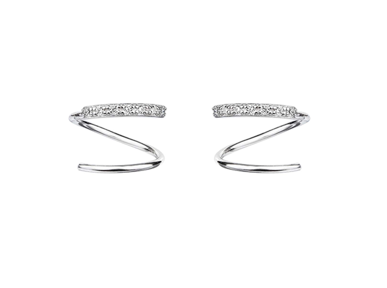 Reffeer 925 Sterling Silver CZ Crawler Earrings Wrap Cuff Earrings For Women Teen (A-Silver)