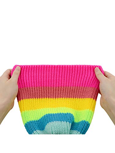 Century Star Beanies for Women Winter Hats Cable Knit Soft Wram Beanie Thick Slouchy Beanie Snow Hat PomPom Z Red&Blue One Size