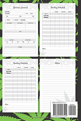 Cannabis Growers Journal: Weed Growing Journal Log Book Sized 6"x9" (150 Pages) - Keep Track of Your Marijuana Cultivation - A Record Keeping Cannabis Log for Marijuana Farmers