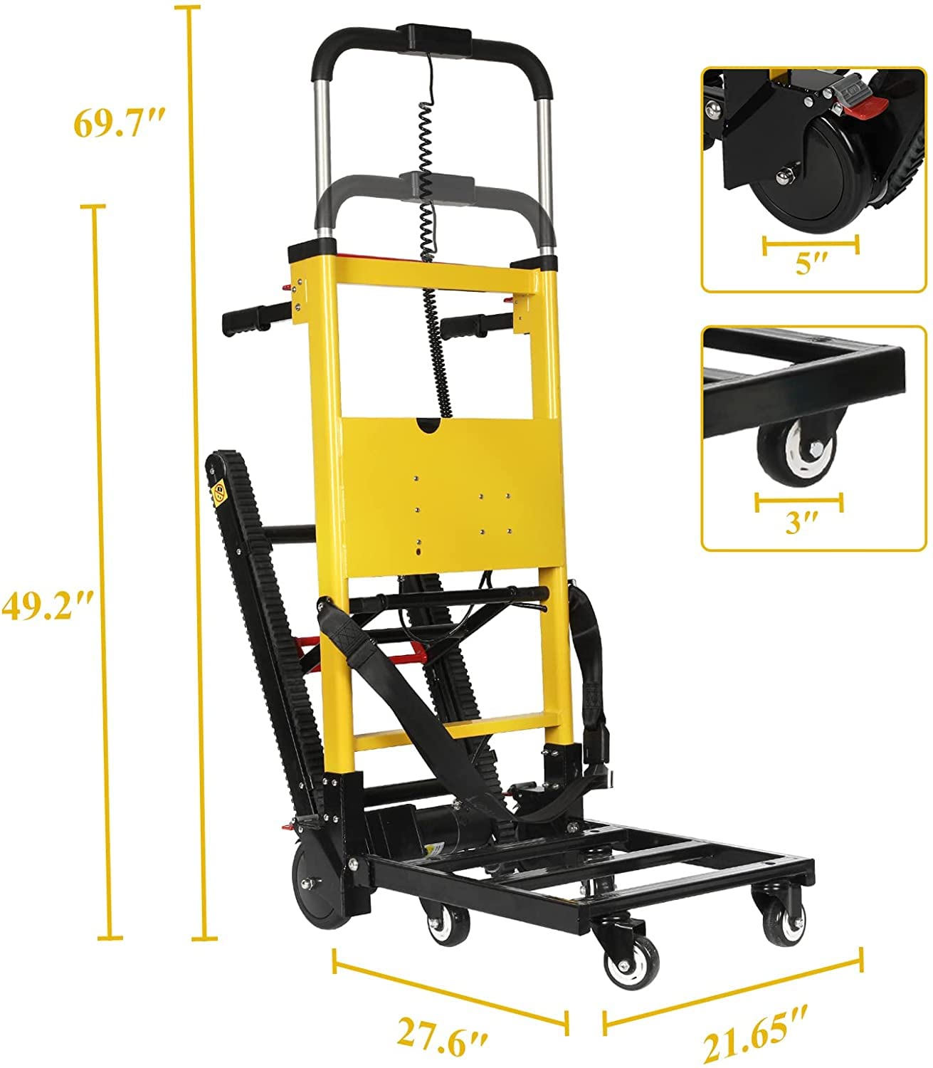 Electric Stair Climbing Hand Trucks with Removable Extension Tray, 440lbs max Load Capacity Folding Stair Climbing Dolly Takes 1500 Steps Stairs with Rubber Tracks for Easy up/Down Stairs