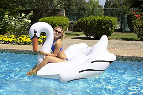 Poolmaster Jumbo Swimming Pool Float Rider, Swan, White Extra Large