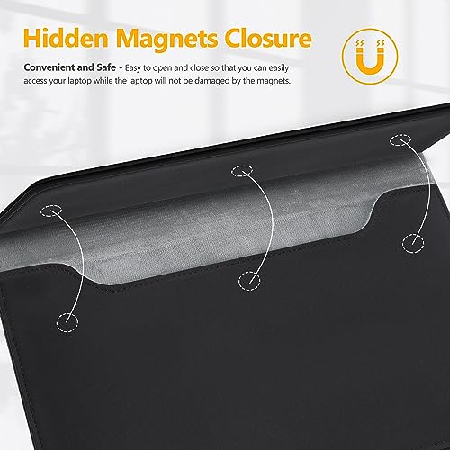 HYZUO 13.3-14 Inch Laptop Sleeve Case Compatible with MacBook Pro 14 M2/M1 Pro/Max A2779/A2442 2021-2023, MacBook Air 13 Inch 2010-2023, Faux Suede Leather Case with Accessory Bag, Black