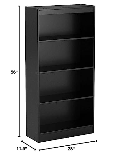 South Shore Axess 4-Shelf Bookcase-Pure Black