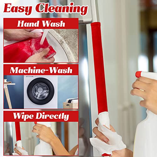 HAOBAOBEI Refrigerator Door Handle Covers, Set of 6 Washable Red Cloth Decorations Keep Kitchen Appliance Clean for Fridge Microwave Stove Bathroom Handles Keep Off All Stains Dust Dirty Fingerprint