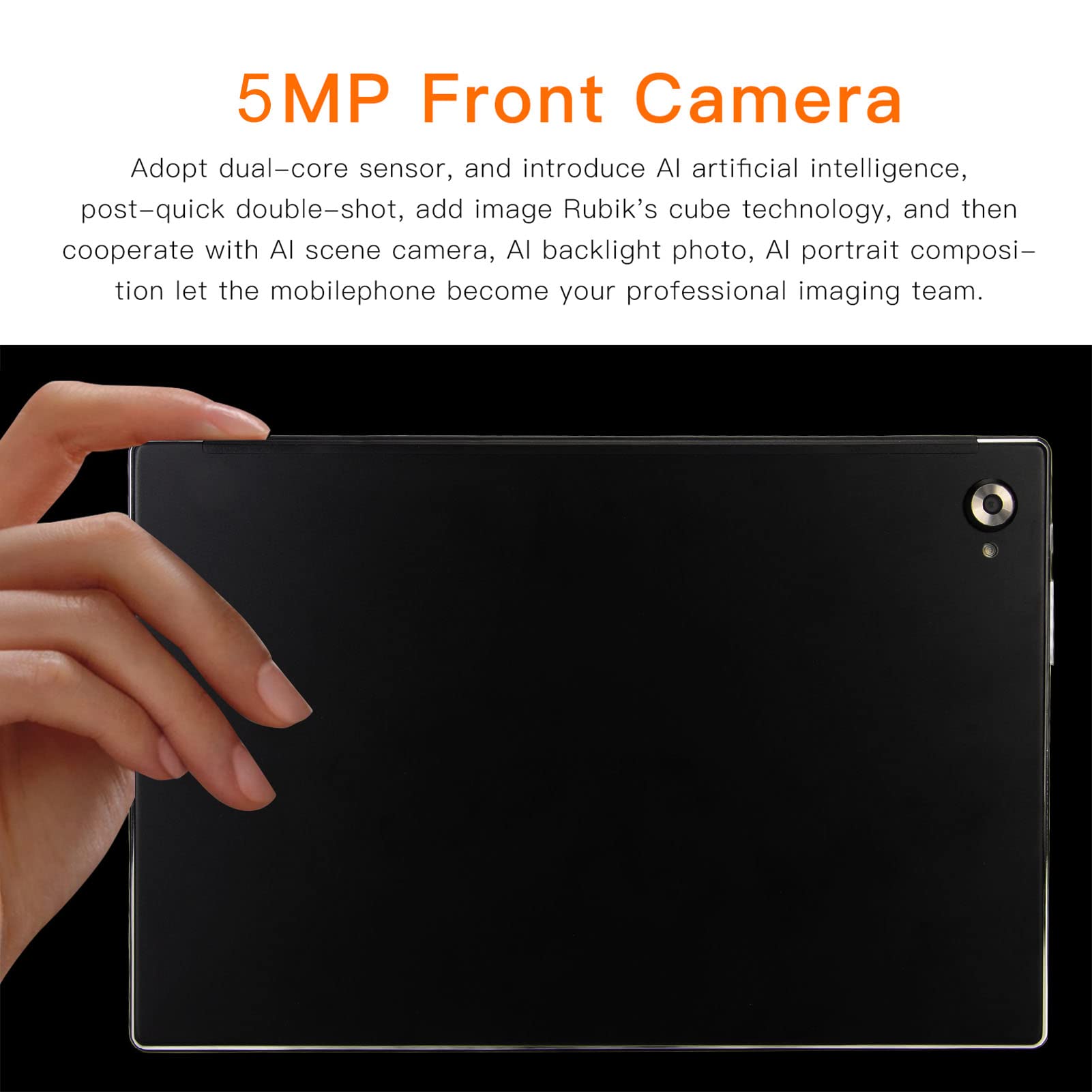 DAUERHAFT Tablet PC, 5GWIFI 8GB RAM 256GB ROM Stereo Dual Speakers Black 10.1 Inch Smart Tablet Fast Charging 2 in 1 for Office (US Plug)