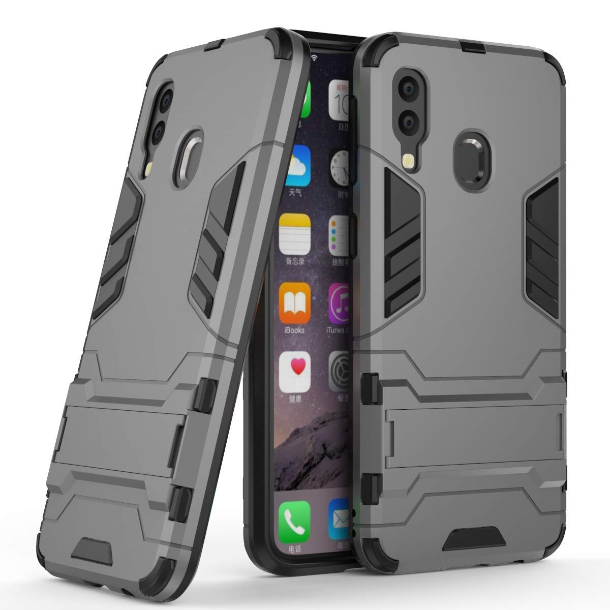 CaseExpert Samsung Galaxy A40 Case, Shockproof Rugged Impact Armor Slim Hybrid Kickstand Protective Cover Case for Samsung Galaxy A40 Grey