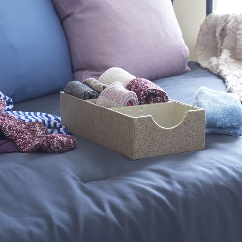 Household Essentials Brown 722-1 Deep 3 Section Drawer Organizer Box for Storage | 12 in x 6.13 in x 3.13
