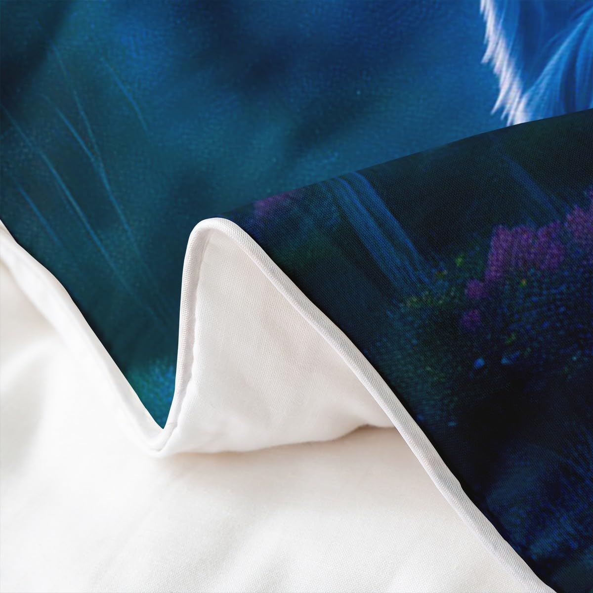 Feelyou Wolf Bedding Set King Size Wolves Howling Comforter Cover Set Animal Wolves 100% Cotton Duvet Cover Mountain Moon Wolf Bedspread Cover Room Black Blue Decor Quilt Cover,No Comforter