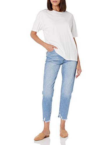 The Drop Women's Lydia Short Sleeve Loose Drop Shoulder Jersey T-Shirt , White, S