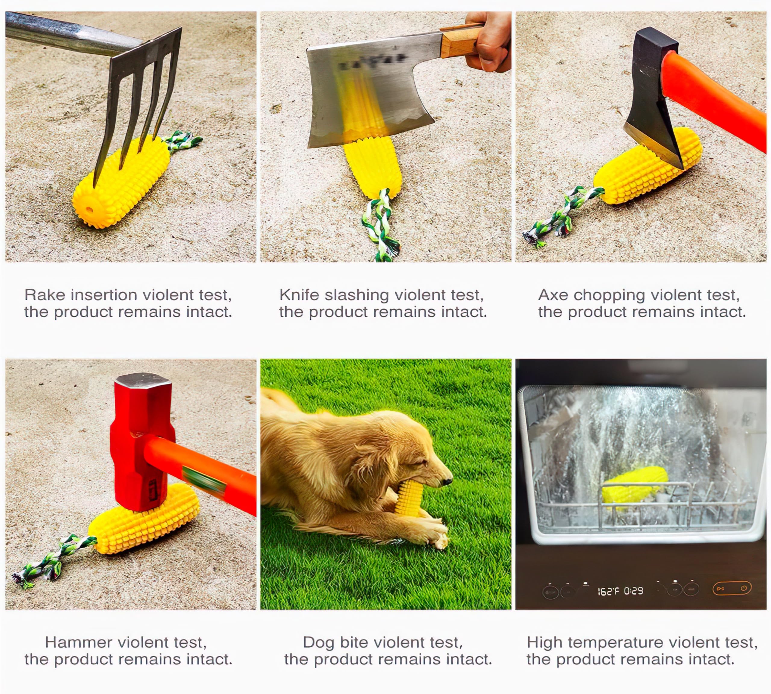 Generic Dog Chew Toys for Aggressive Chewers β 2 Pcs Set Indestructible Tough Durable Squeaky Interactive Dog Corn Stick Toys for Small Medium Large Pet Super Fun Puppy Teeth Chew, Yellow