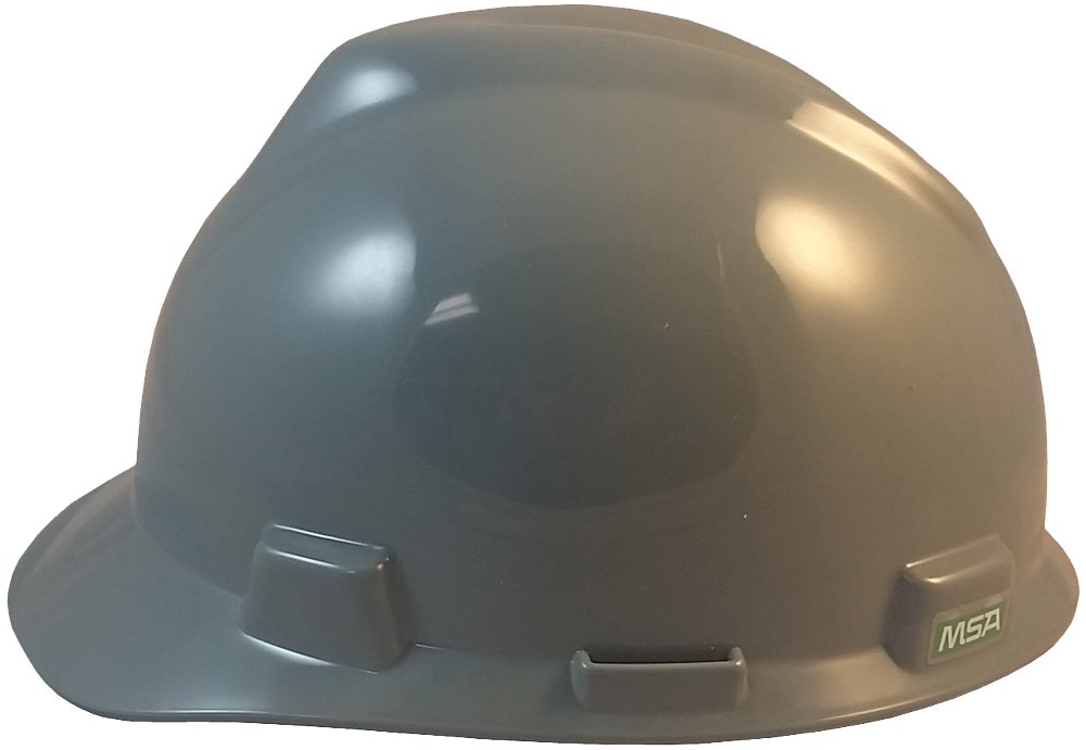 MSA V Cap Style Hard Hats w/FasTrac III Suspensions and Handy Tote Bag - Gray