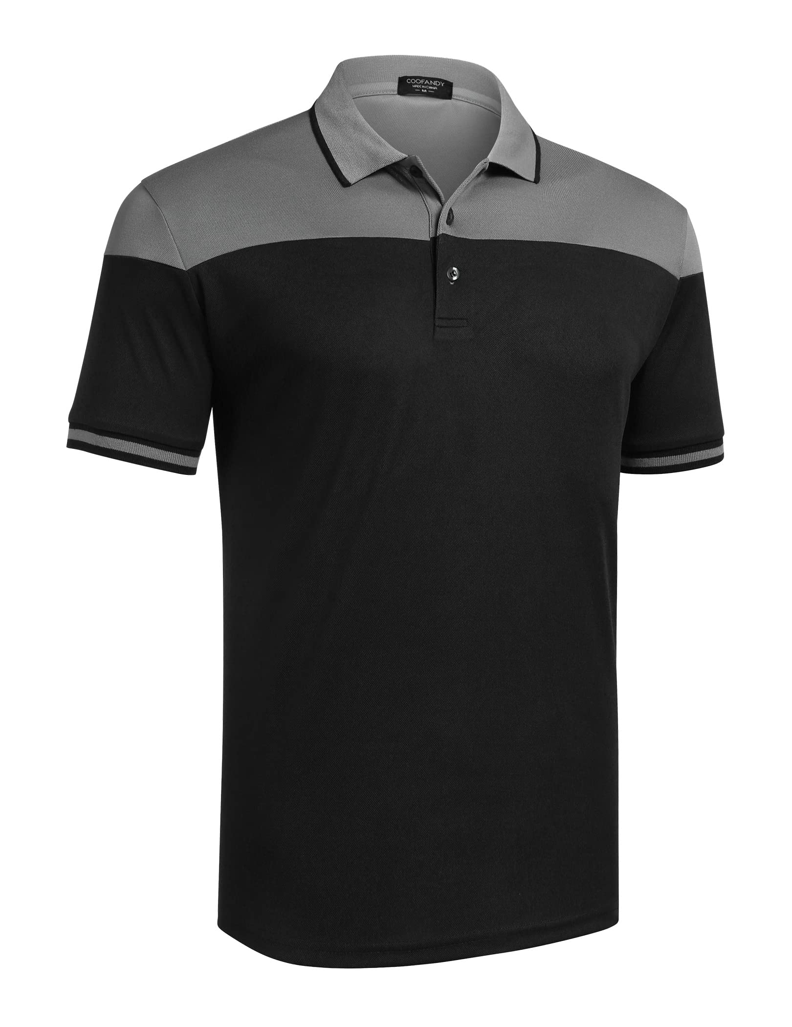 COOFANDY Men's Short Sleeve Polo Shirts Casual Slim Fit Basic Designed Shirts Pat 1 X-Large