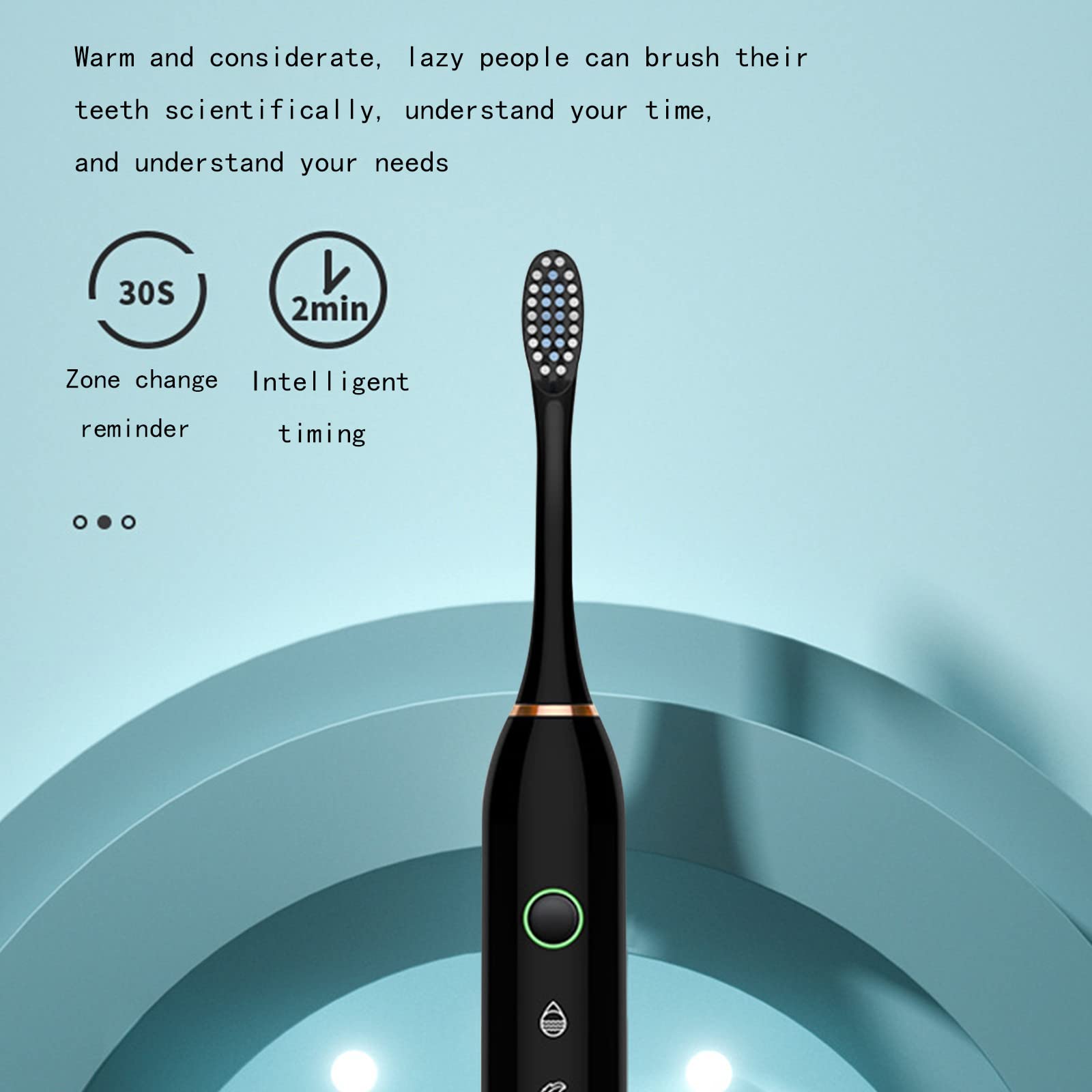 Electric Toothbrush, Electric Toothbrush with 4 Brush Heads, Smart 6-Speed Timer Electric Toothbrush IPX7 Waterproof,Toothbrush with 5 Working Modes for Home Travel