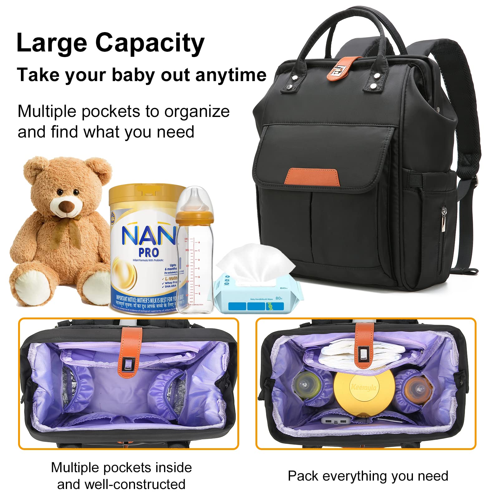 Diaper Bag Backpack Large Capacity Multifunctional Travel Maternity Nappy Baby Bag for Girls & Boys Stuff Newborn Essentials Waterproof (blue)