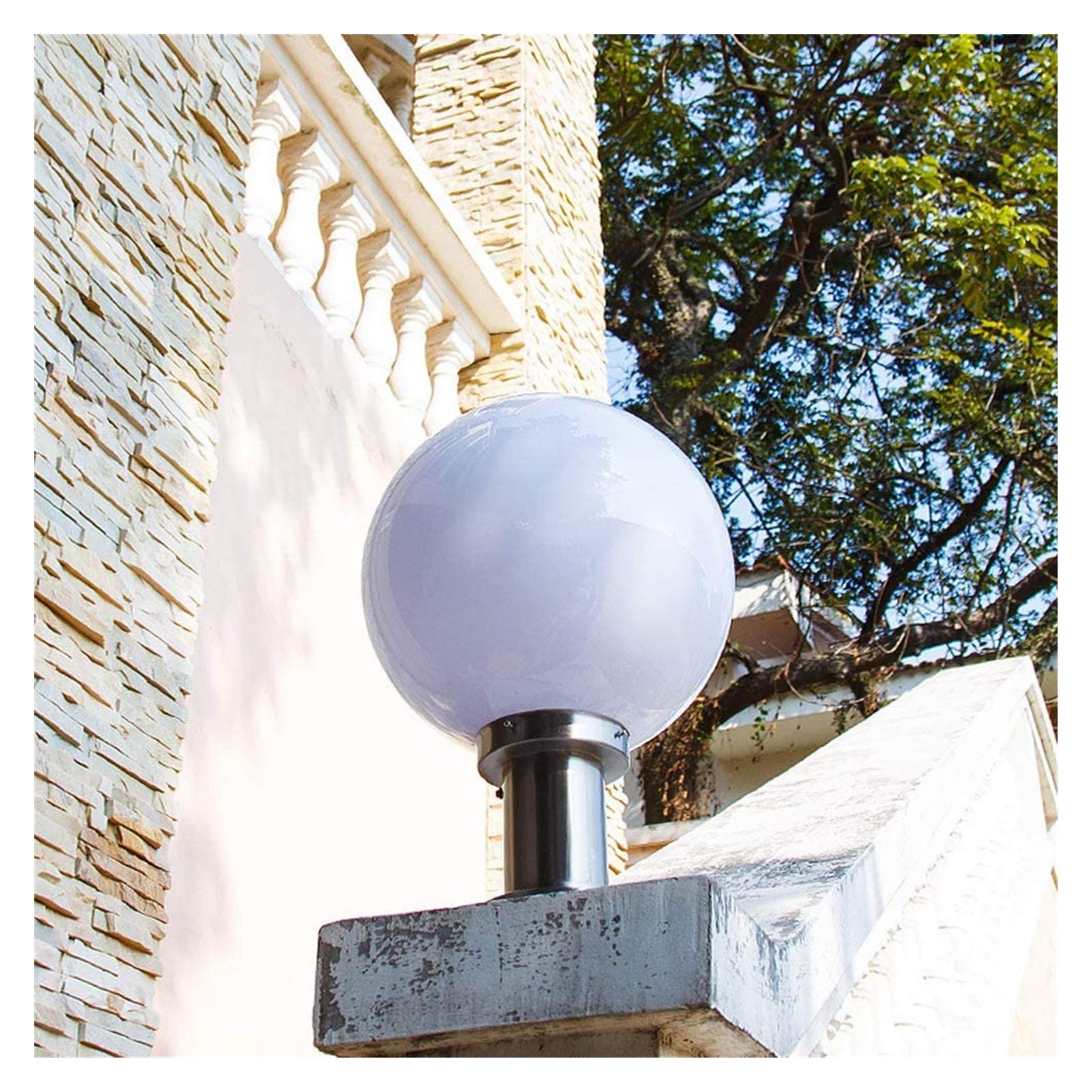 YMJ Solar Outdoor Post Light Fixture LED Cast Aluminum with Stainless Steel Pier Mount Base, Solar Pillar Light for Garden Home Hallway Porch Garage (Size : 9.84inch)