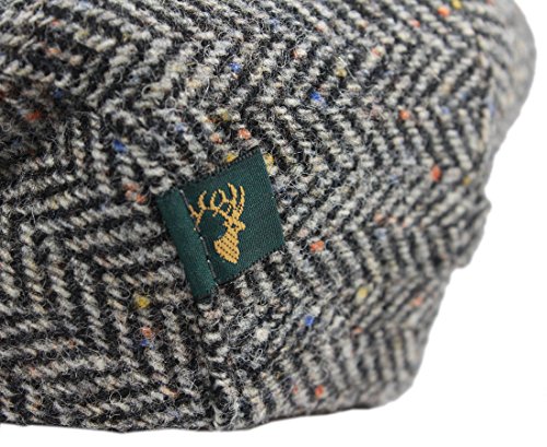 Mucros Weavers Men’s Irish Flat Cap Wool Grey Herringbone Made in Ireland Medium