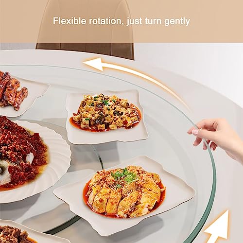 HASMI Lazy Susan Large, 8mm Tempered Glass Round Turntable, Kitchen Dining Table Rotating Tray, Aluminum Alloy Bearing, Easy to Share All Food