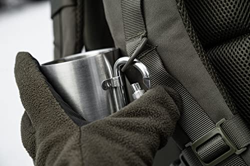 M-Tac 9.5oz Insulated Thermal Cup Mug - Double Wall Stainless Steel Thermo Tumbler with Collapsible Carabiner Handle - No Lid