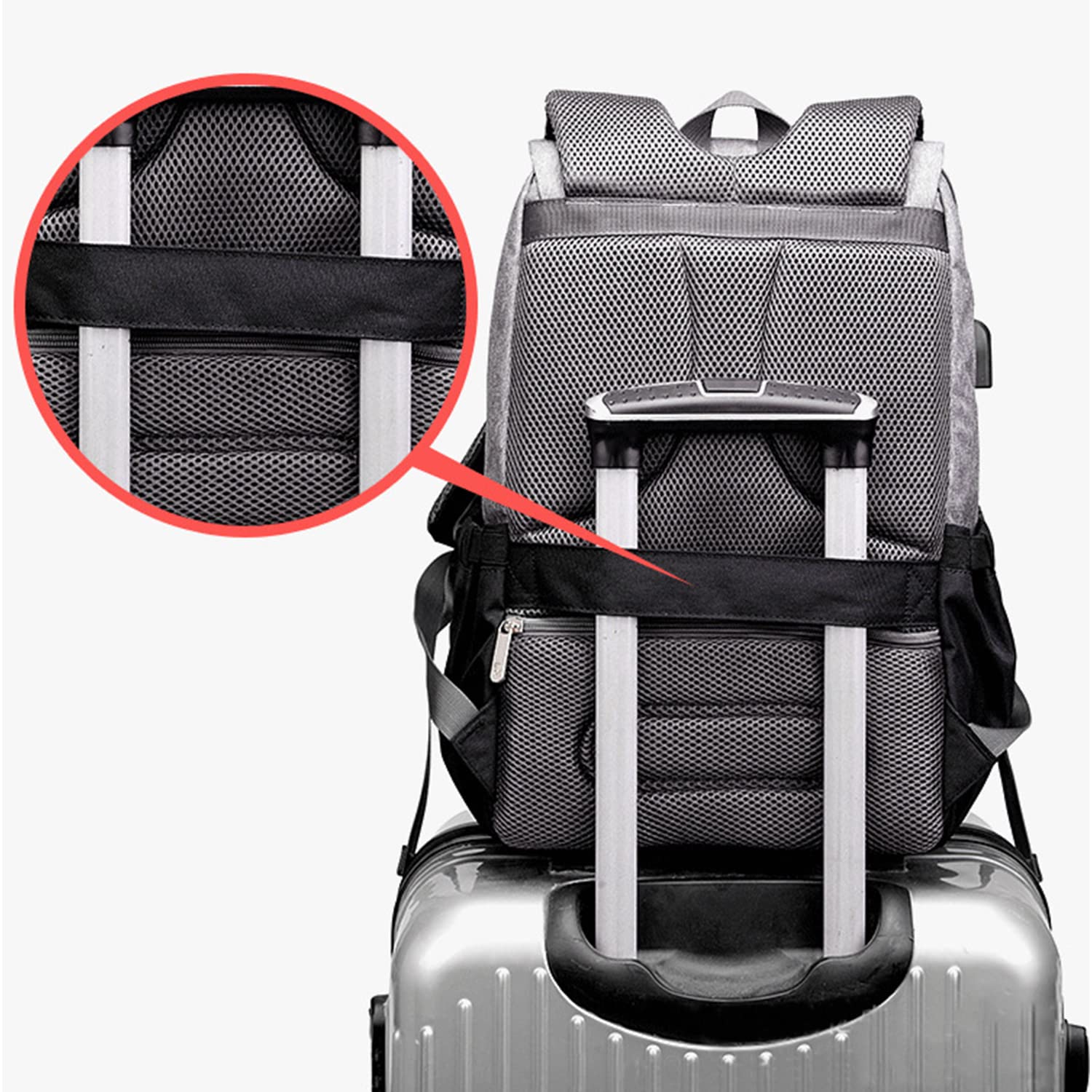 Diaper Bag Backpack, Multifunction Large Baby Bags with Charging, Unisex Stylish for Mom and Dad Travel Backpacks(Grey+Black)
