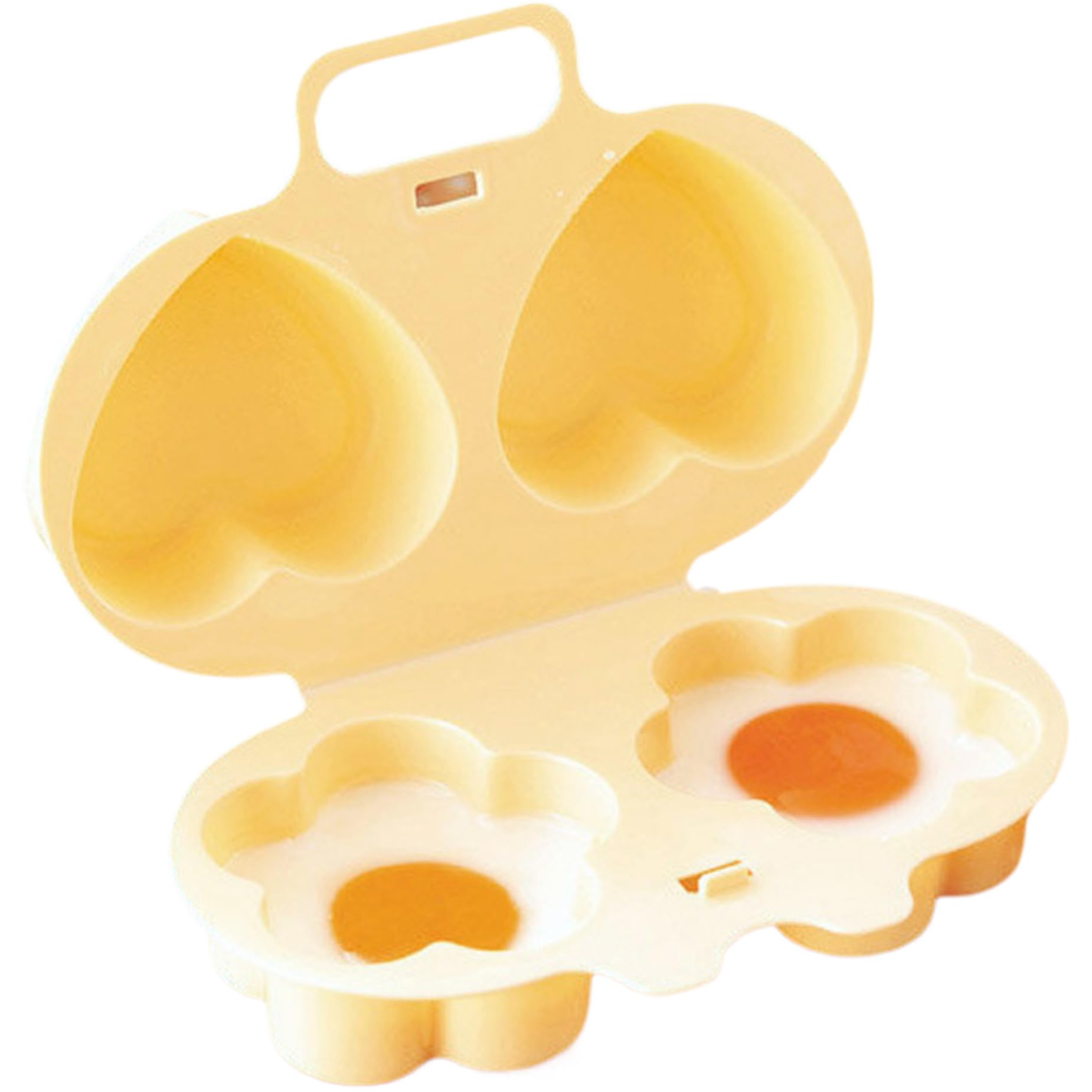 Egg Poachers, Microwave Egg Poacher 2-Cavity Microwave Egg Cooker Food Grade Plastic Microwave Egg Maker Flower & Heart Shaped Egg Poacher for Low-Calorie Breakfasts