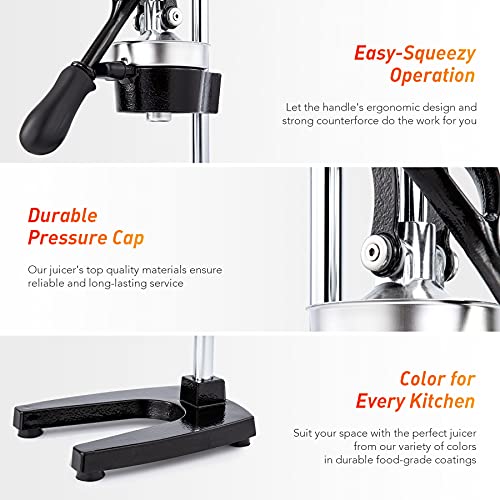 CO-Z Hand Press Juicer Machine, Manual Citrus Juicer for Lemon, Lime, Orange Juice - Professional Squeezer and Crusher, Easy to Clean, Black