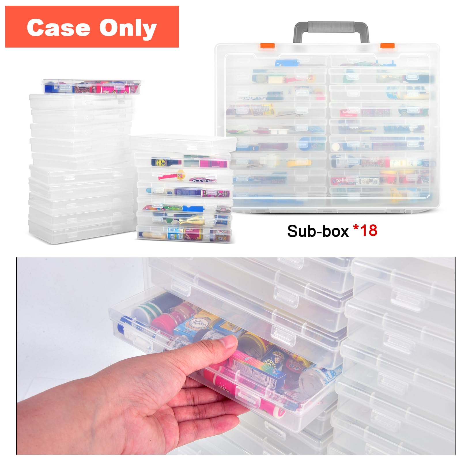 Toy Storage Case Compatible with Mini Brands Collector Toys, Plastic Display Container with 18 Small Boxes for 5 Surprise Series 1 2 3 4, for Miniverse, Shopkins, Real Littles, Miniatures (Box Only)