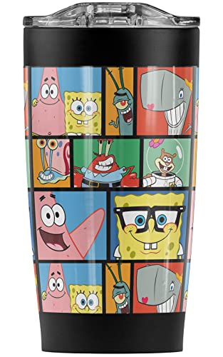 Logovision Spongebob Tile Pattern Stainless Steel 20 oz Travel Tumbler, Vacuum Insulated & Double Wall with Leakproof Sliding Lid