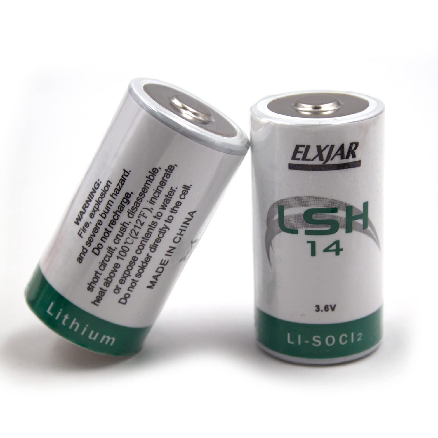 Lunggwey (2-Pack) 3.6V 6.5Ah LSH14 C Size Lithium Thionyl Chloride Battery ER26500M