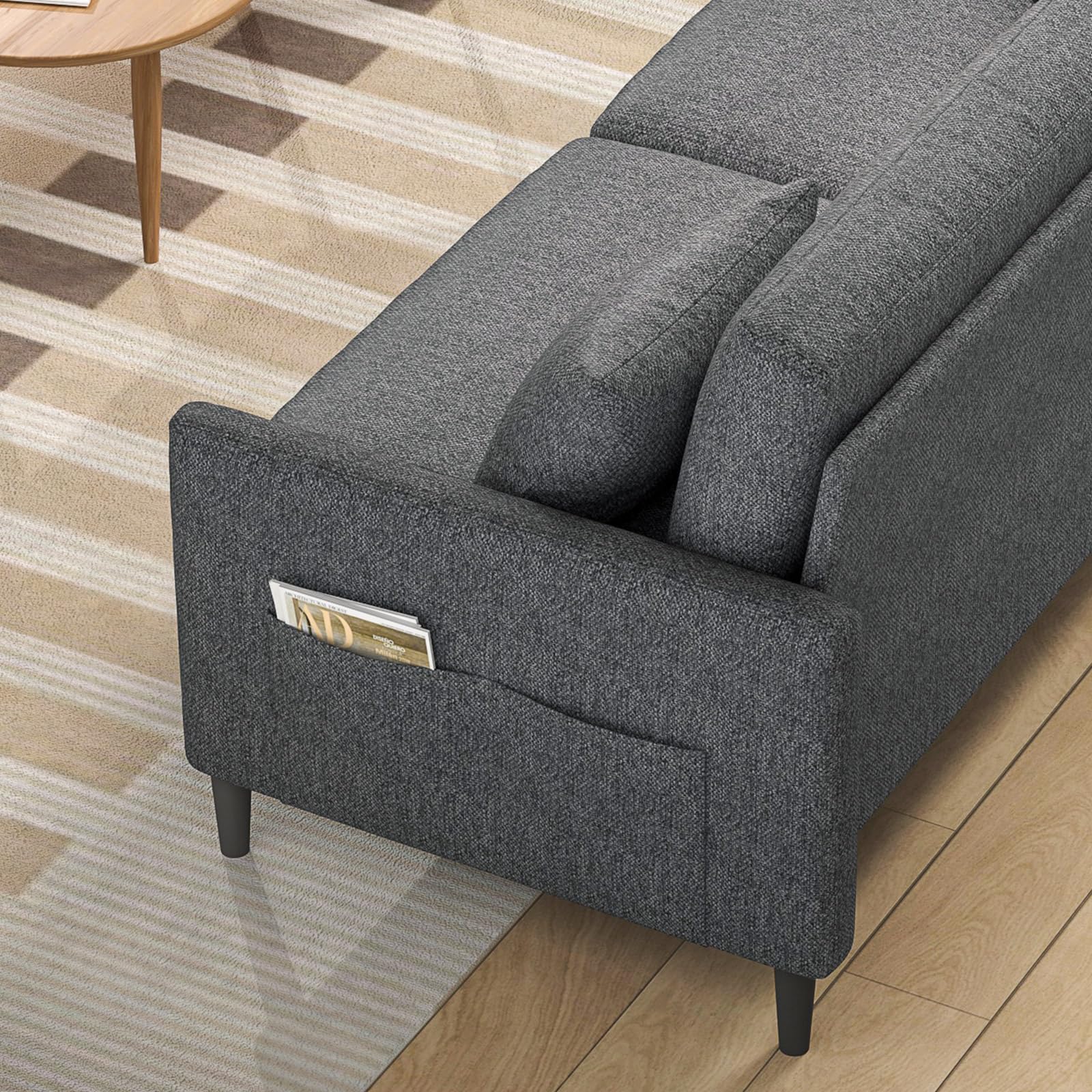Fadware 73'' Loveseat Sofa, Comfy 2 Seater Couch Love Seat Linen Fabric Sofa Couches for Living Room, Bedroom, Apartment, Grey