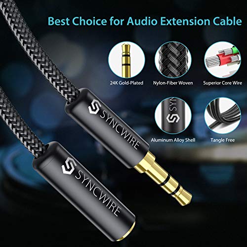 SYNCWIRE Headphone Y Splitter Nylon Braided Extension Cable (3.5mm Male to 2 Female), Headphone Extension Cable (3.5mm Male to Female)