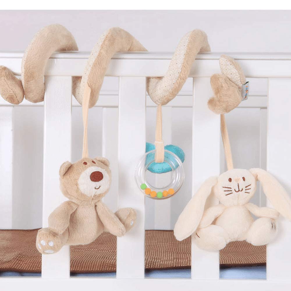 Musical Activity Spiral Car Seat Toys – Elegant Plush Toy for Cot Pram Crib Stroller with Hanging Rattles Soft Interactive Toy for Infants for Boys and Girls 1 Month +