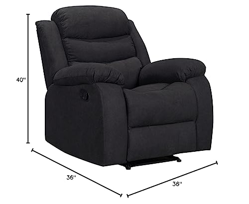 ICE ARMOR 996002BK Manual Overstuffed Cushions for Bedroom and Living Room Recliner Sofa Chair in Black Finish Black 36D x 36W x 40H in