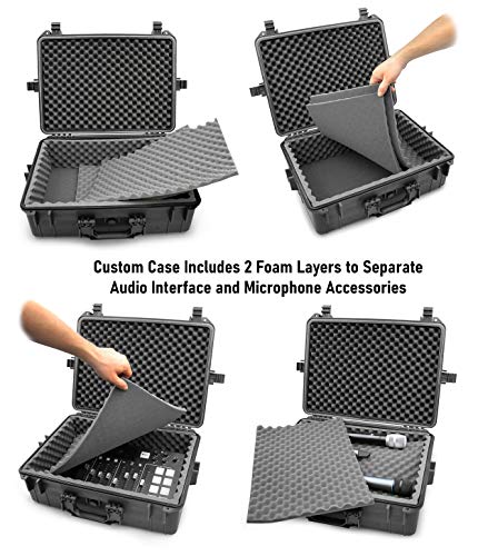 CASEMATIX Waterproof DJ Mixer and Accessories Case Compatible with Zoom LiveTrak L-12 12 Channel Digital Audio Mixer And Recording Accessories, Dense Absorbing Foam with Rugged Shell - Case Only