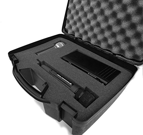 CASEMATIX Wireless Microphone Case - Hard Shell Mic Foam Carrying Case with Customizable Foam Compatible with Sennheiser, Shure, Audio Technica, Nady, VocoPro, Receivers, Transmitters
