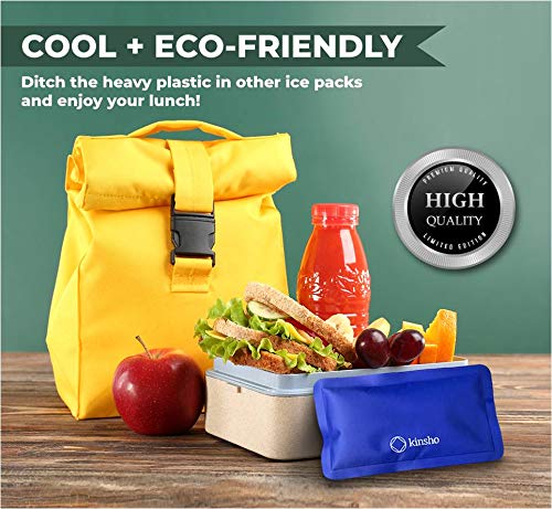 Ice Packs for Lunch Box Bag and Bento Boxes, 4 Pack Set, Reusable and Refreezable Soft Slim Pouches for Kids Boys Adults, Travel, School, Work, Camping, Long Lasting Cold, Flexible | Blue Grey…