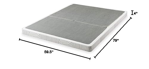 ZINUS No Assembly Box Spring / 4 Inch White Mattress Foundation / Sturdy Metal Structure, Queen,Grey