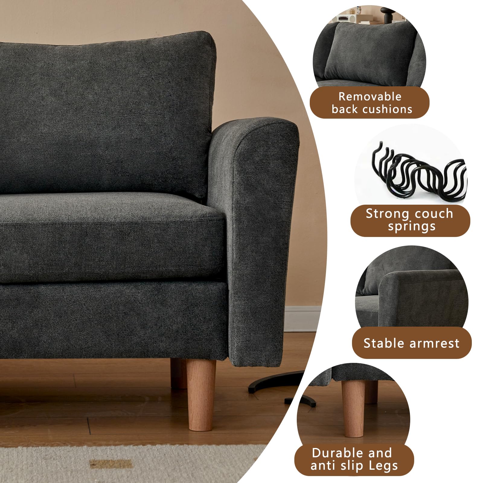 Cpintltr Modular Sectional Sofa 5 Seat Polyester Sofa Bed with Reversible Chaise Convertible L Shaped Couch with Ottomans Memory Foam Sleeper Sofa with Tapered Wood Legs for Living Room Beige
