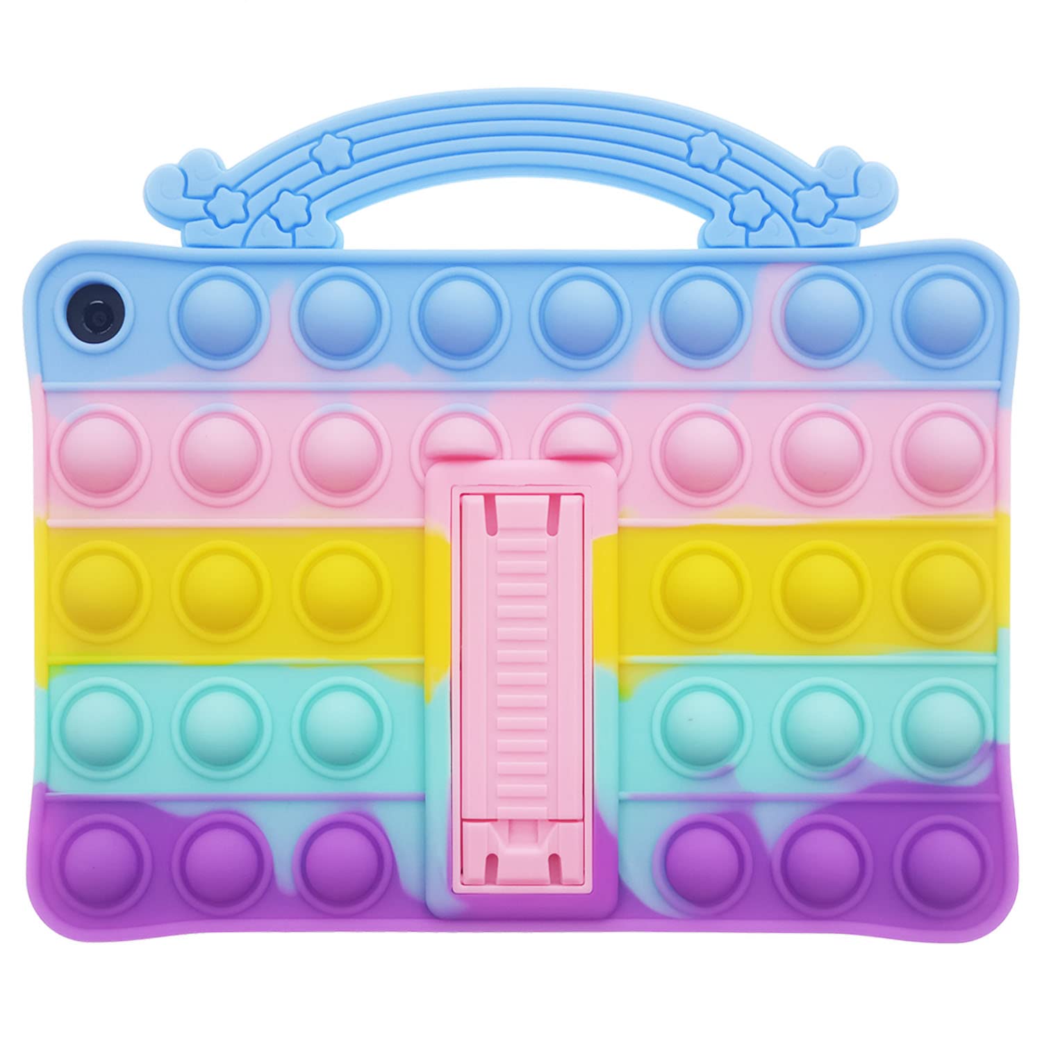 LUSTAM Pop it Case for All New Amazon Fire HD 10 and Fire HD 10 Plus Tablet (11 Generation, 2021 Release), Fidget Poppers Pop its Poppet Slim Kickstand Silicone Handle Kids Friendly Protective Cover